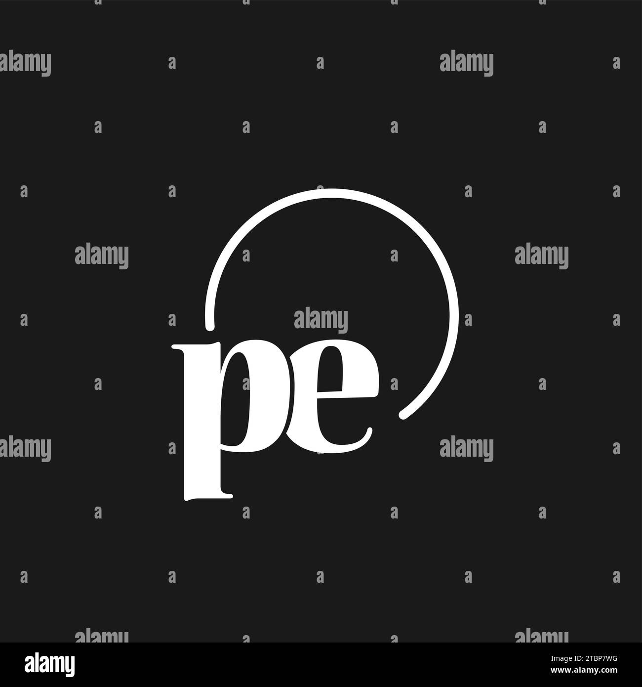 PE logo initials monogram with circular lines, minimalist and clean ...