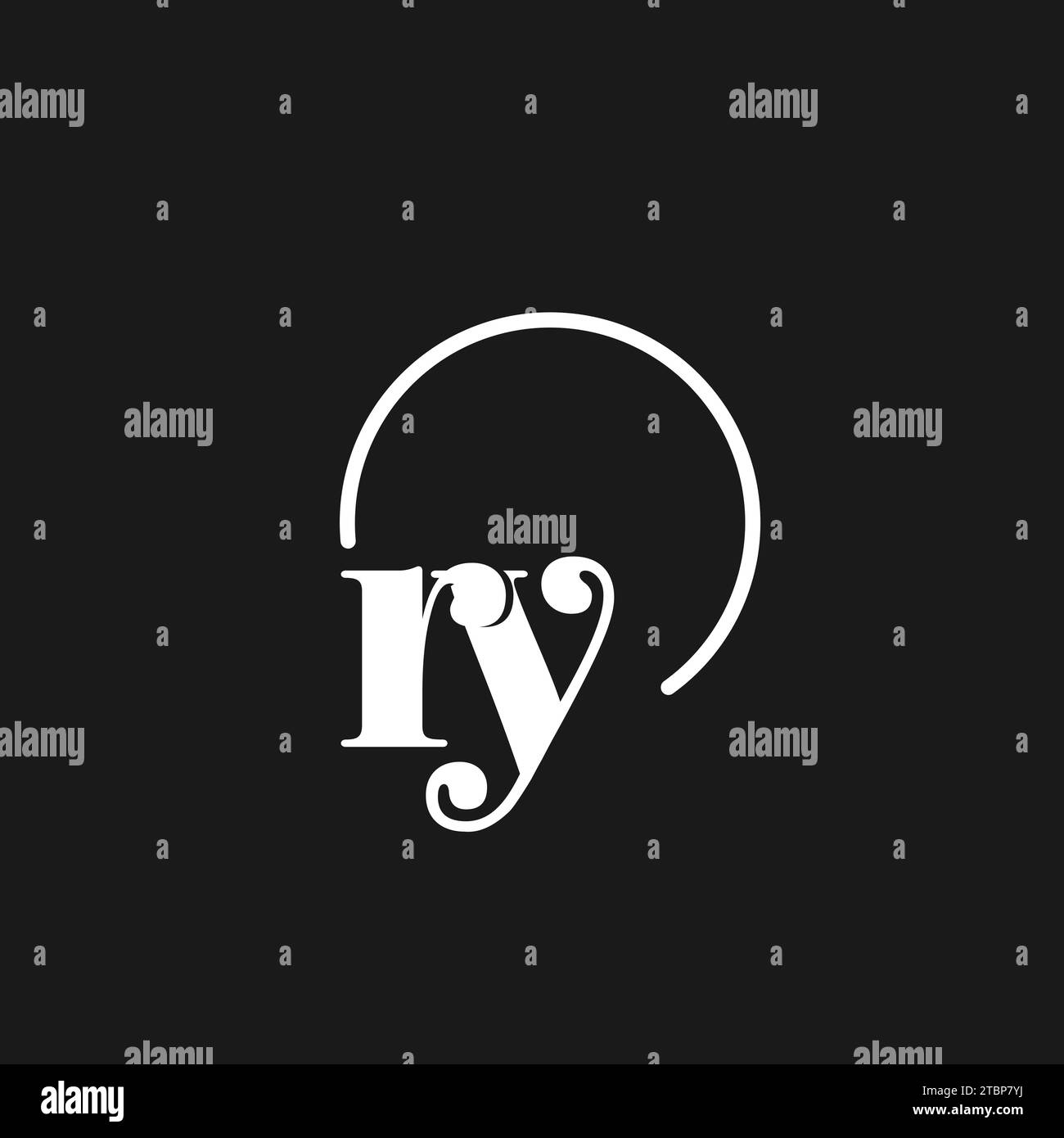 RY logo initials monogram with circular lines, minimalist and clean ...