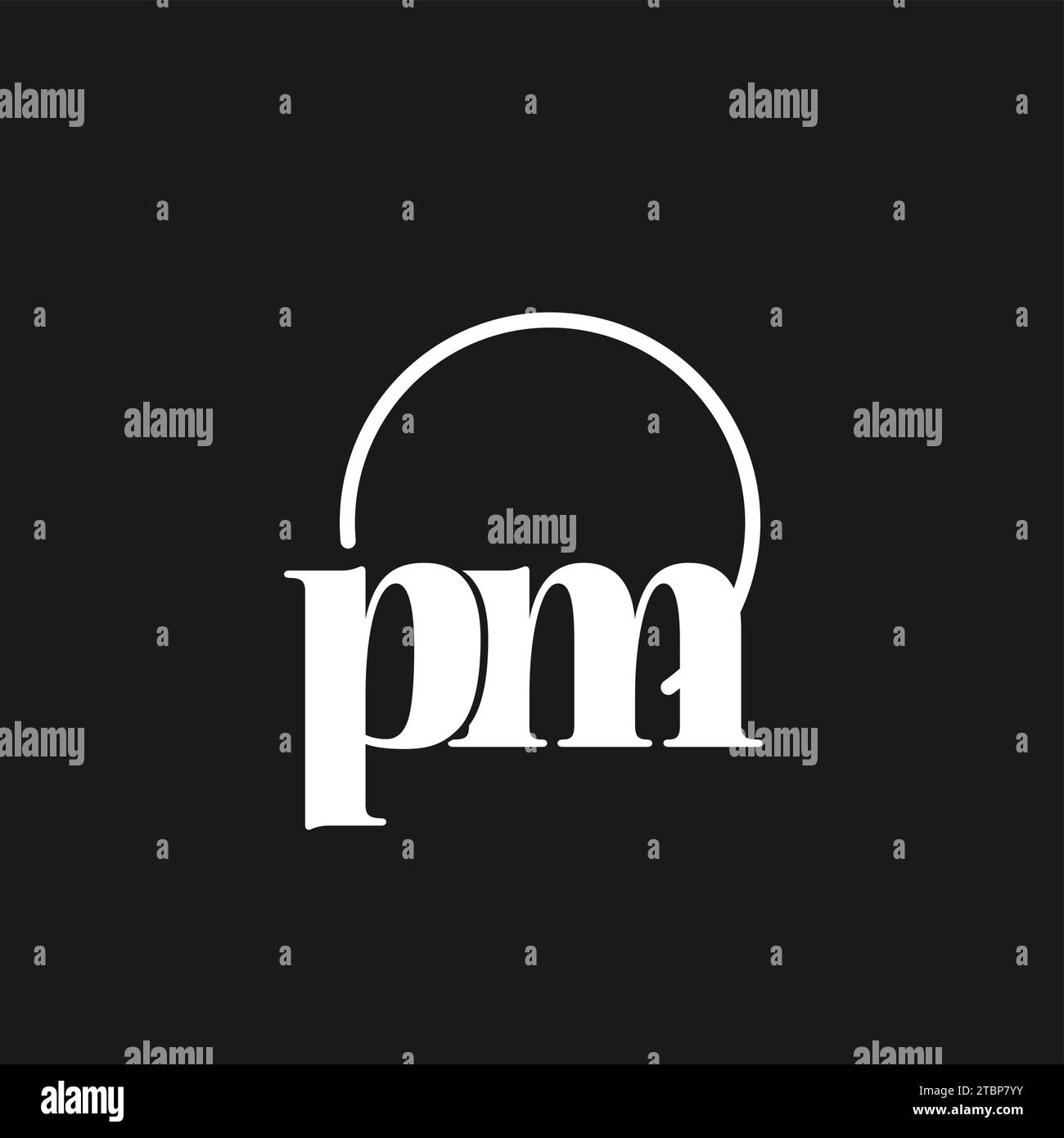 PM logo initials monogram with circular lines, minimalist and clean ...