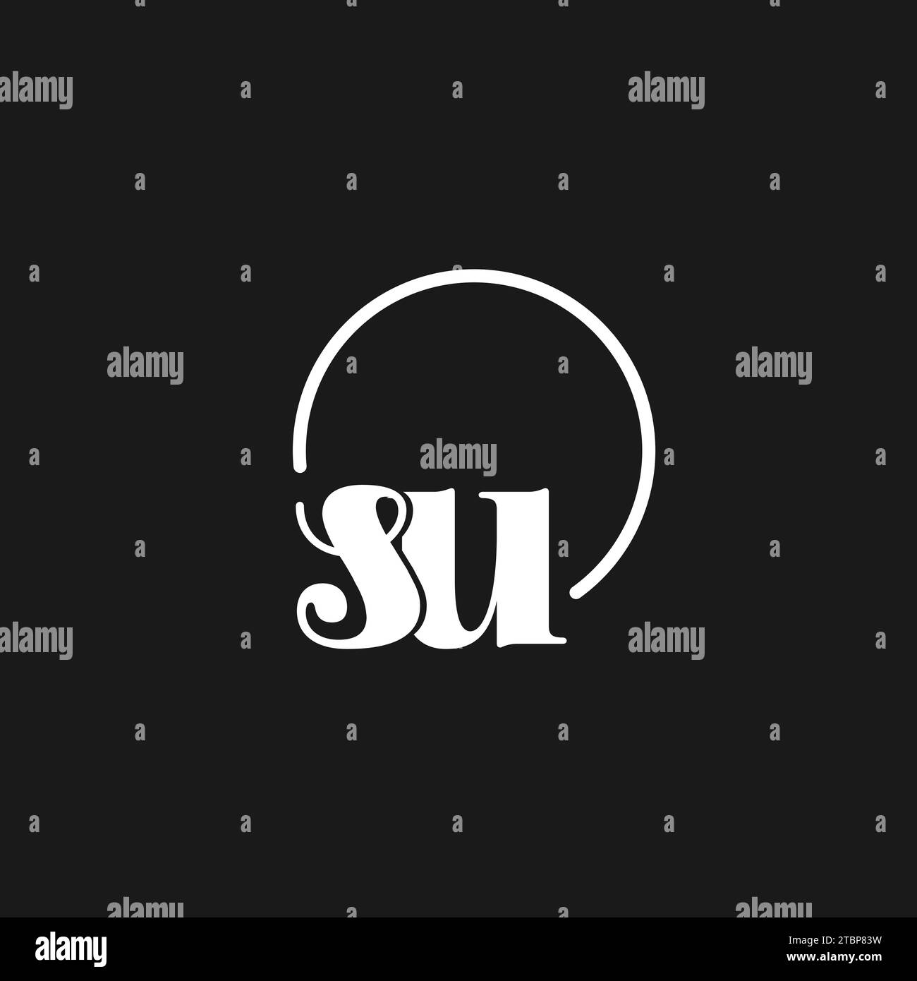 SU logo initials monogram with circular lines, minimalist and clean ...