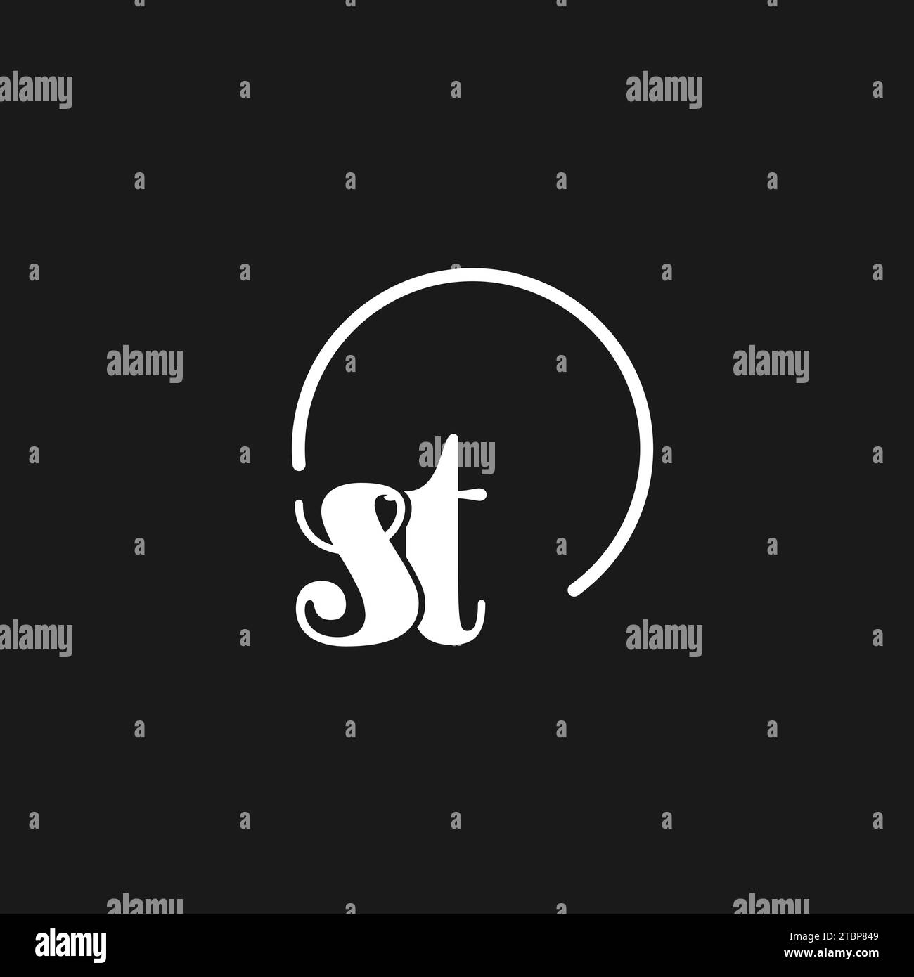 ST logo initials monogram with circular lines, minimalist and clean ...