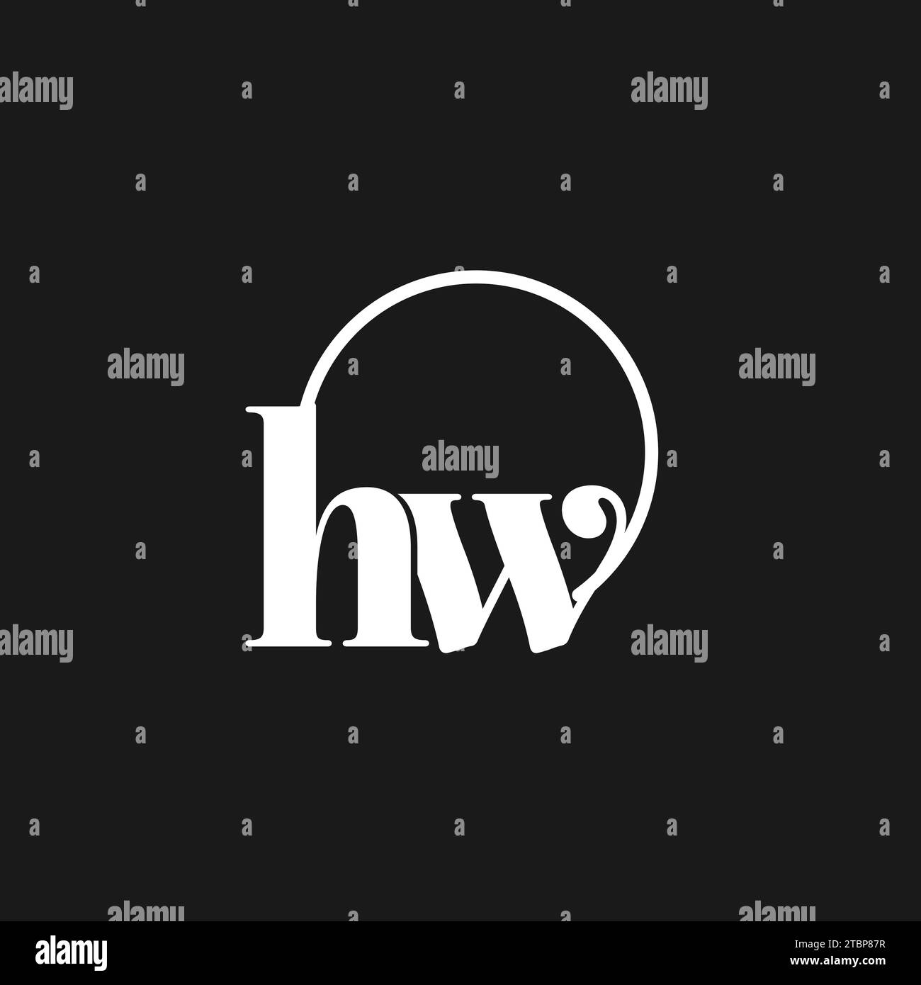 HW logo initials monogram with circular lines, minimalist and clean ...