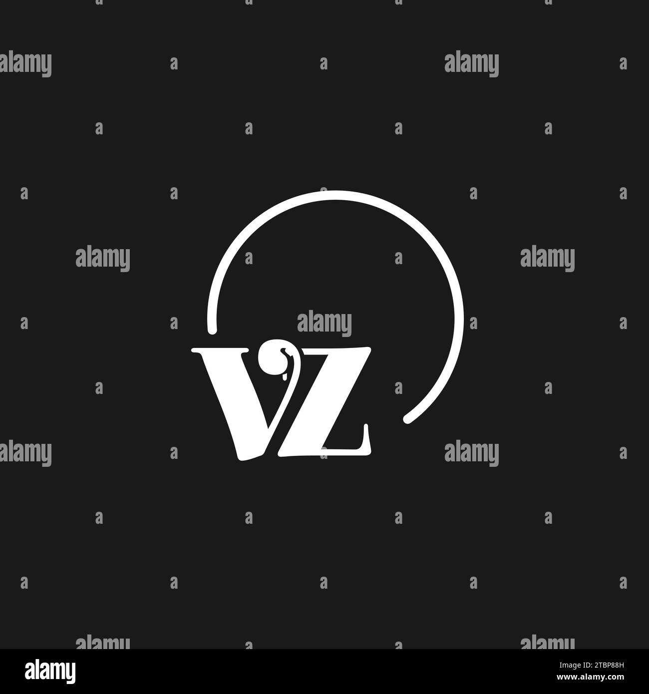 VZ logo initials monogram with circular lines, minimalist and clean ...