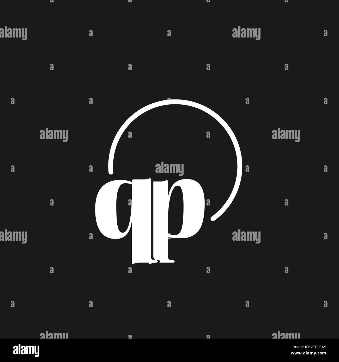 QP logo initials monogram with circular lines, minimalist and clean ...