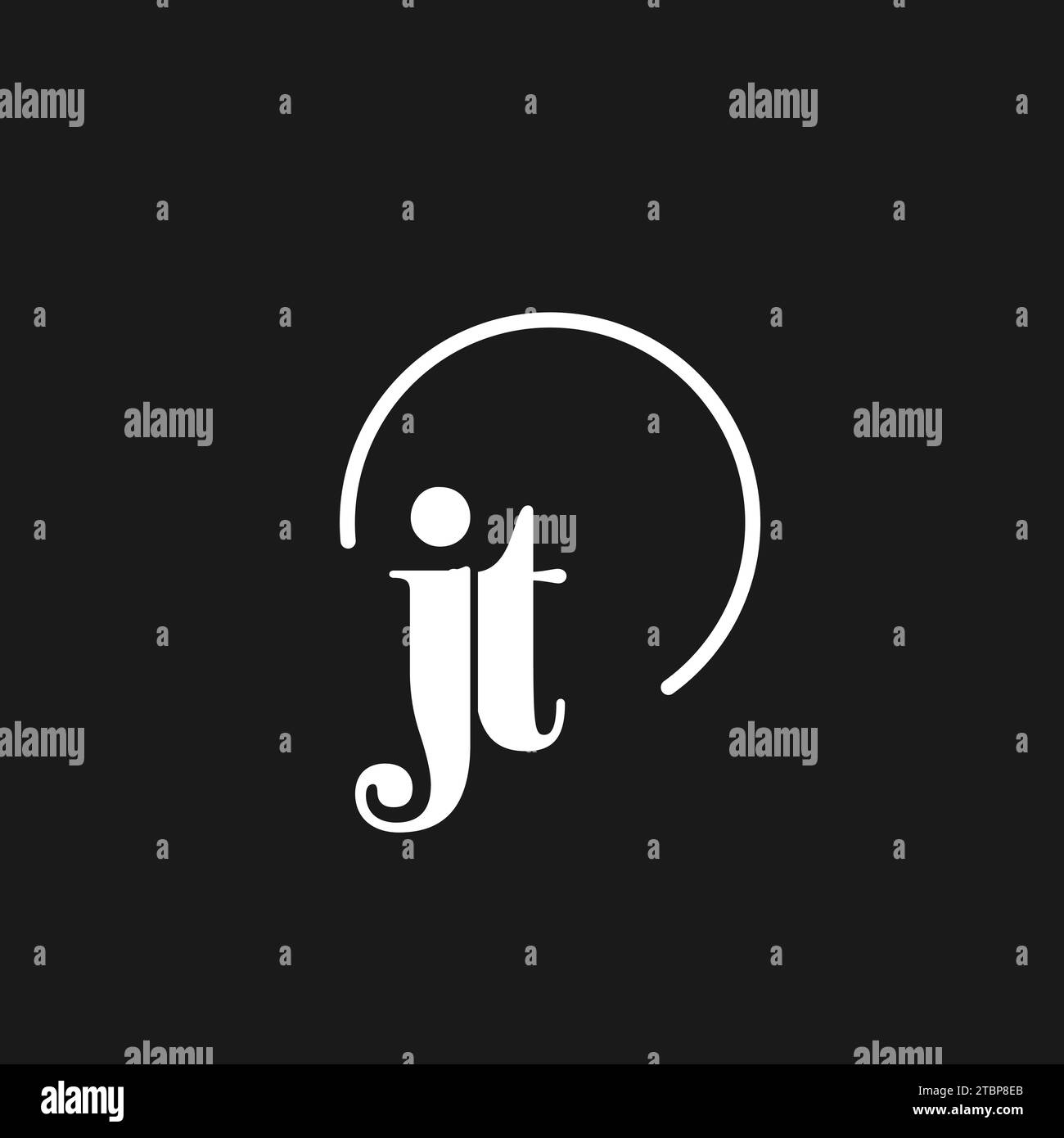JT logo initials monogram with circular lines, minimalist and clean ...