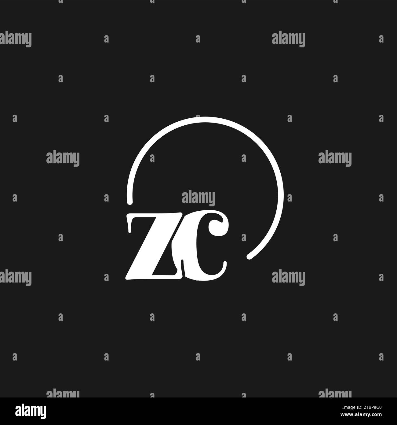 ZC logo initials monogram with circular lines, minimalist and clean logo design, simple but ...