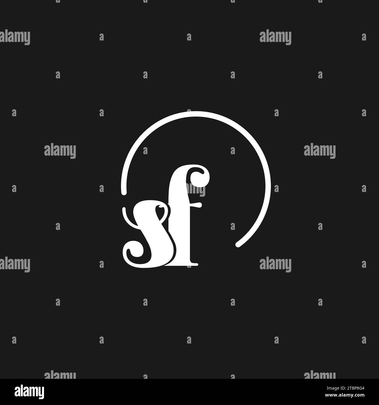 SF logo initials monogram with circular lines, minimalist and clean ...
