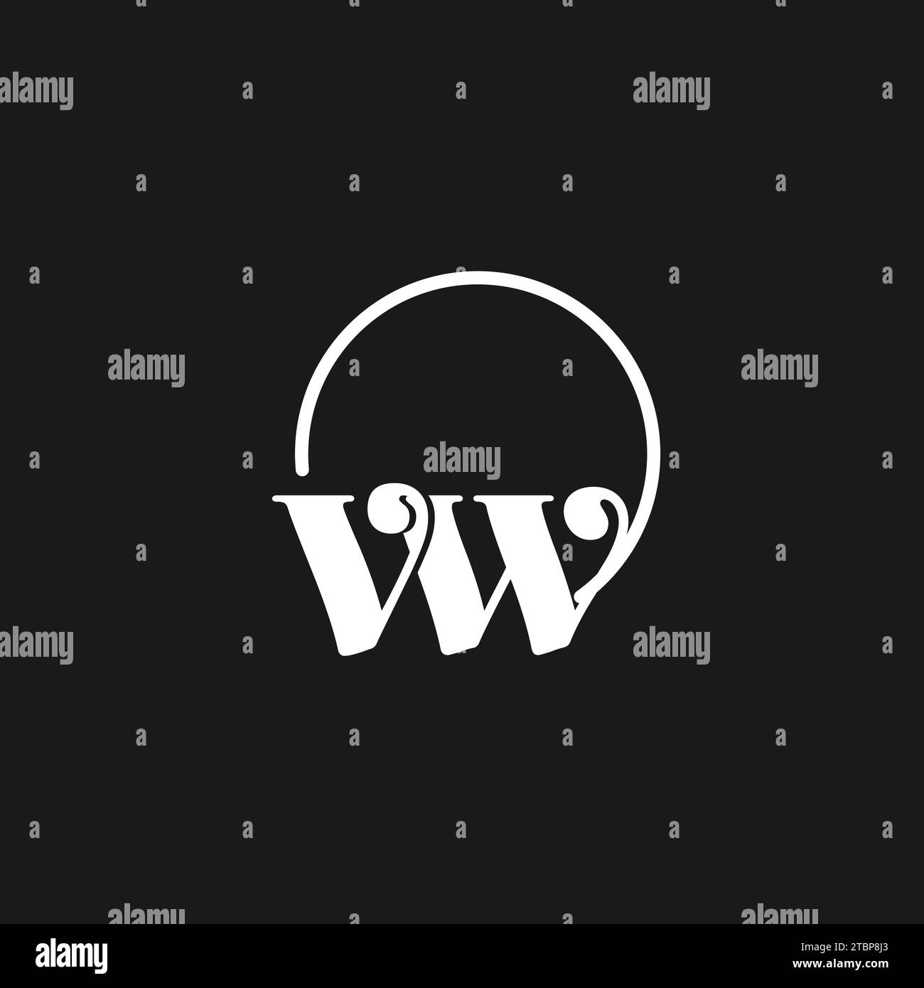 VW logo initials monogram with circular lines, minimalist and clean ...