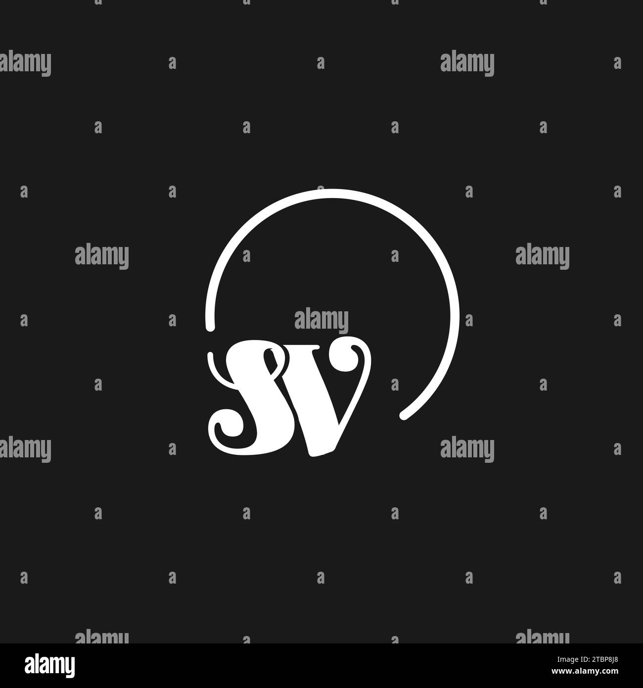 SV logo initials monogram with circular lines, minimalist and clean logo design, simple but ...