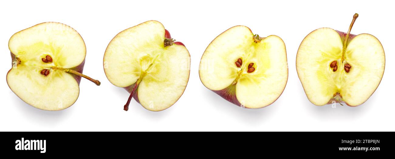 Set of cut apples isolated on white background Stock Photo - Alamy
