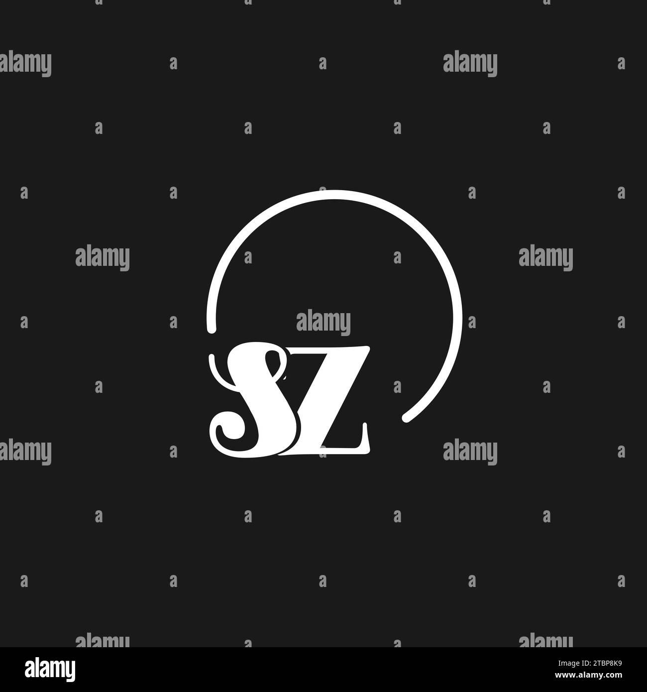 SZ logo initials monogram with circular lines, minimalist and clean logo design, simple but ...