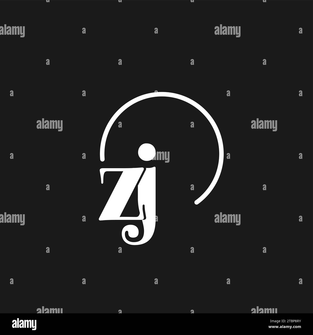 ZJ logo initials monogram with circular lines, minimalist and clean ...