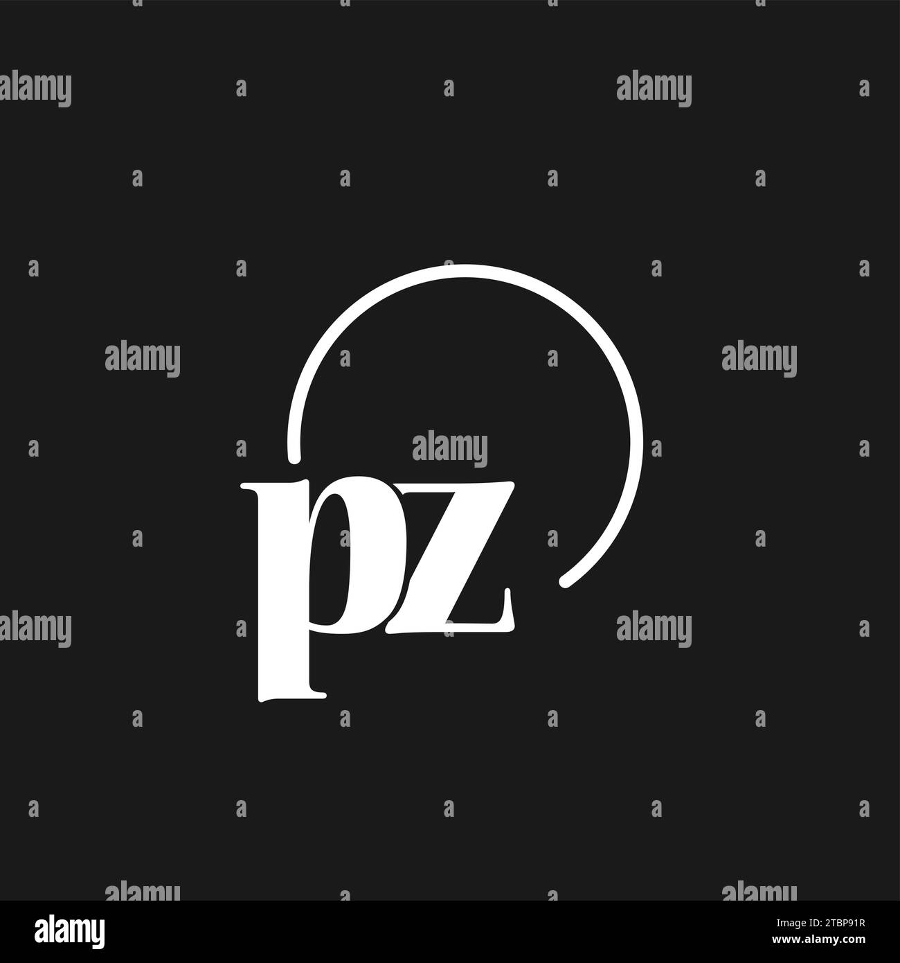 PZ logo initials monogram with circular lines, minimalist and clean ...