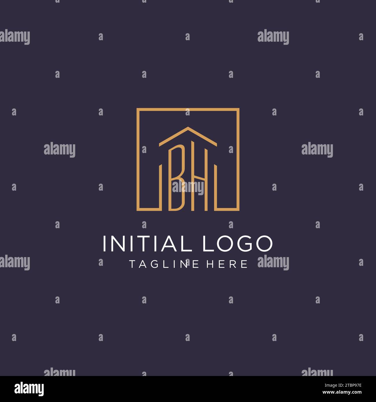 BH initial square logo design, modern and luxury real estate logo style ...