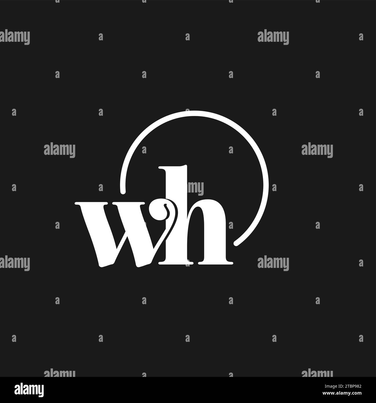 WH logo initials monogram with circular lines, minimalist and clean logo design, simple but ...