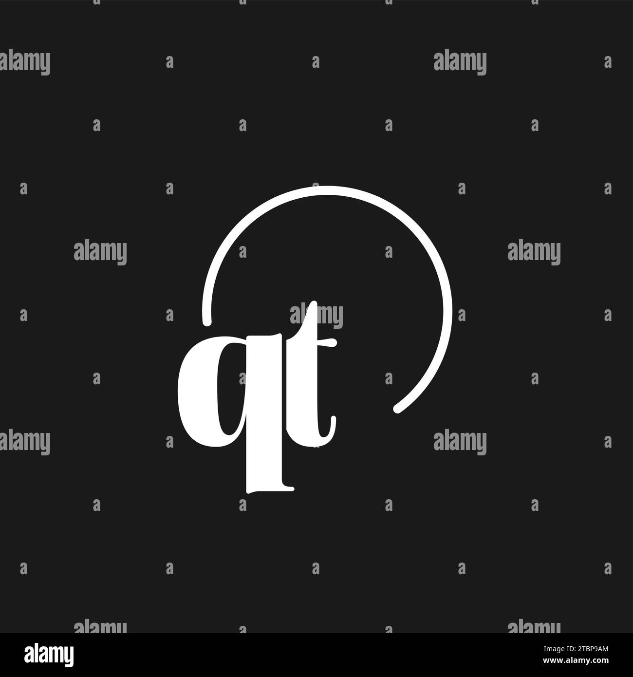 QT logo initials monogram with circular lines, minimalist and clean ...