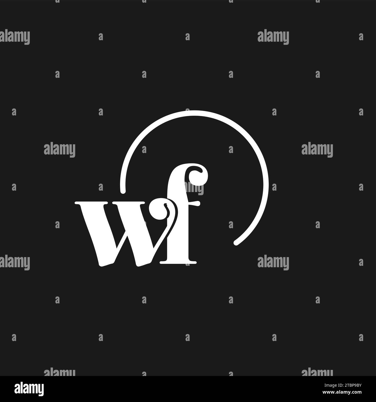 WF logo initials monogram with circular lines, minimalist and clean ...