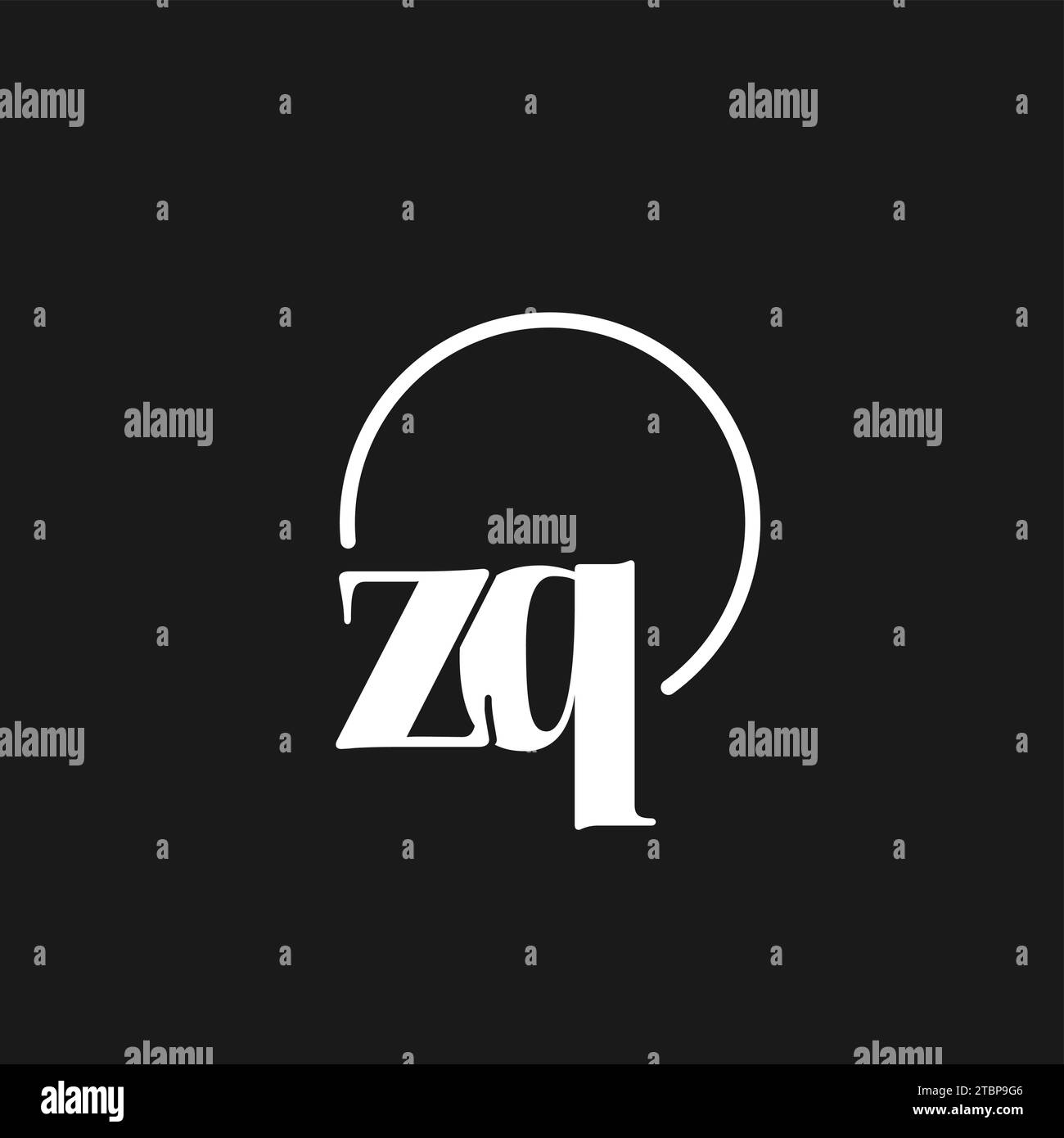 ZQ logo initials monogram with circular lines, minimalist and clean ...