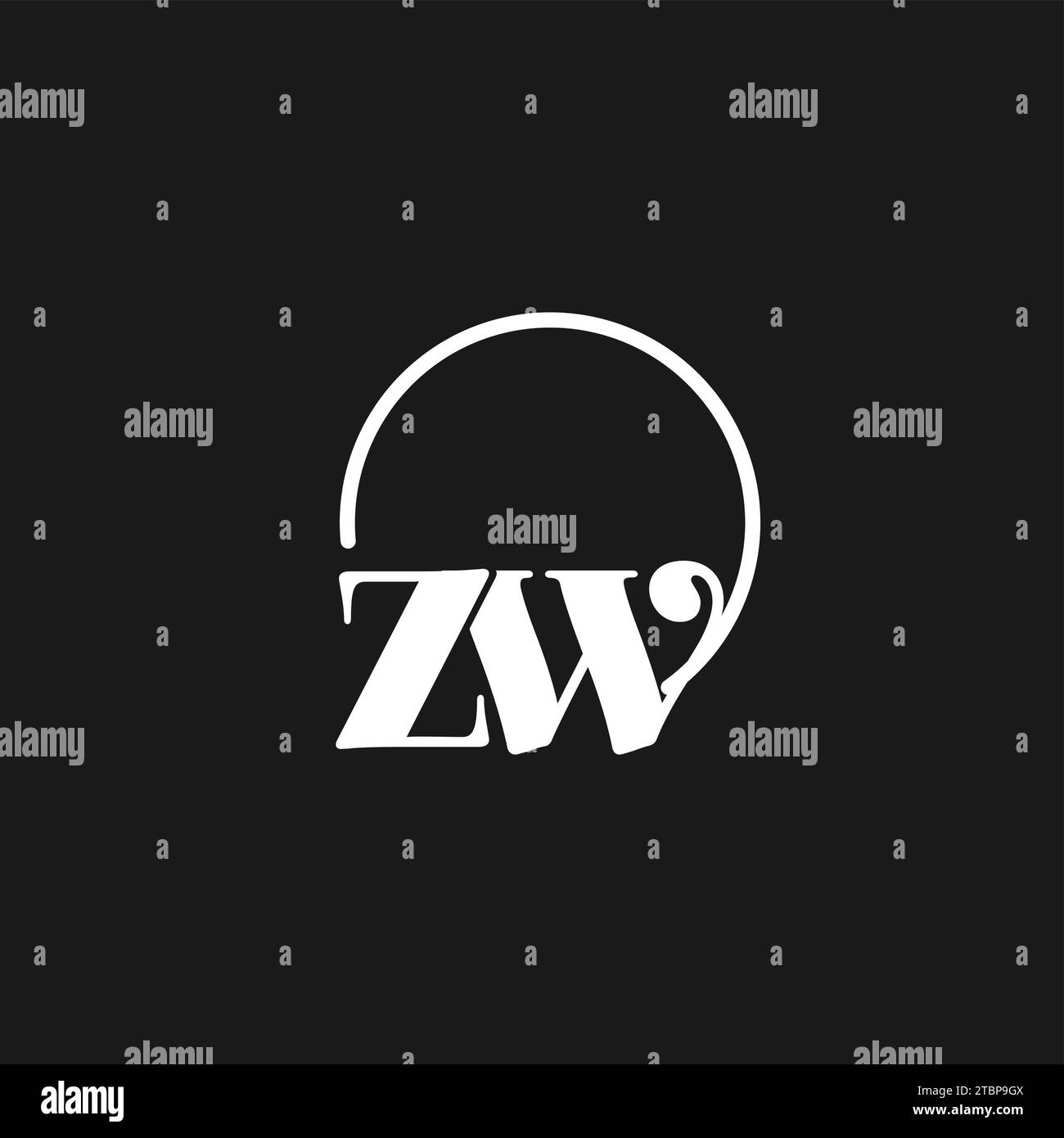 ZW logo initials monogram with circular lines, minimalist and clean ...
