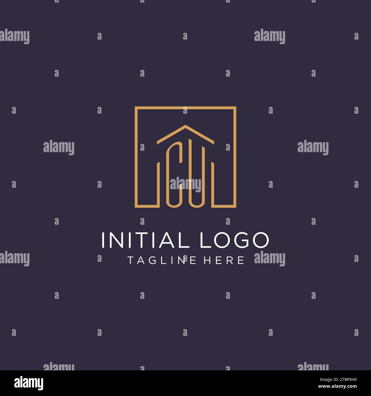 CU initial square logo design, modern and luxury real estate logo style ...