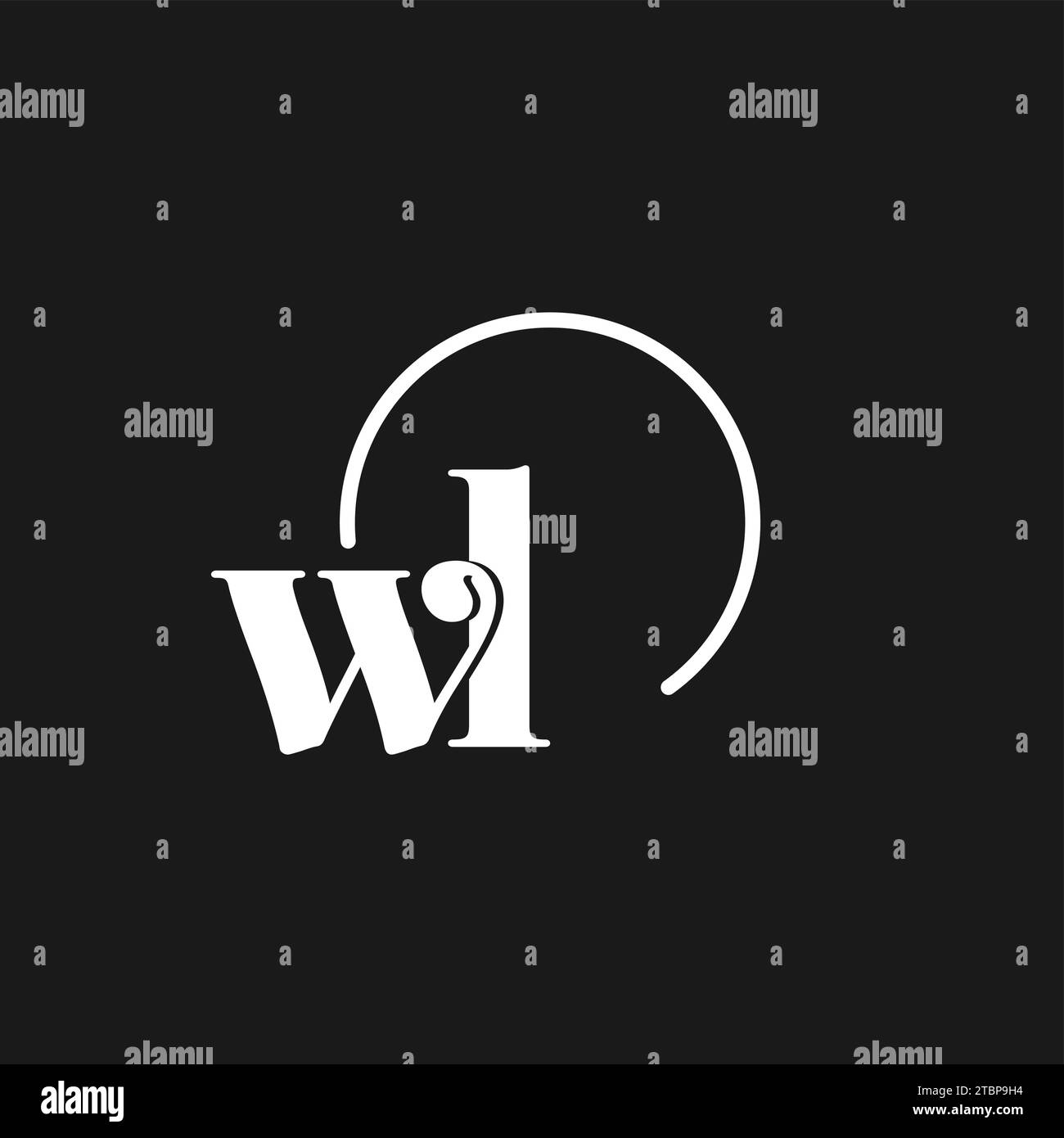 WL logo initials monogram with circular lines, minimalist and clean logo design, simple but ...