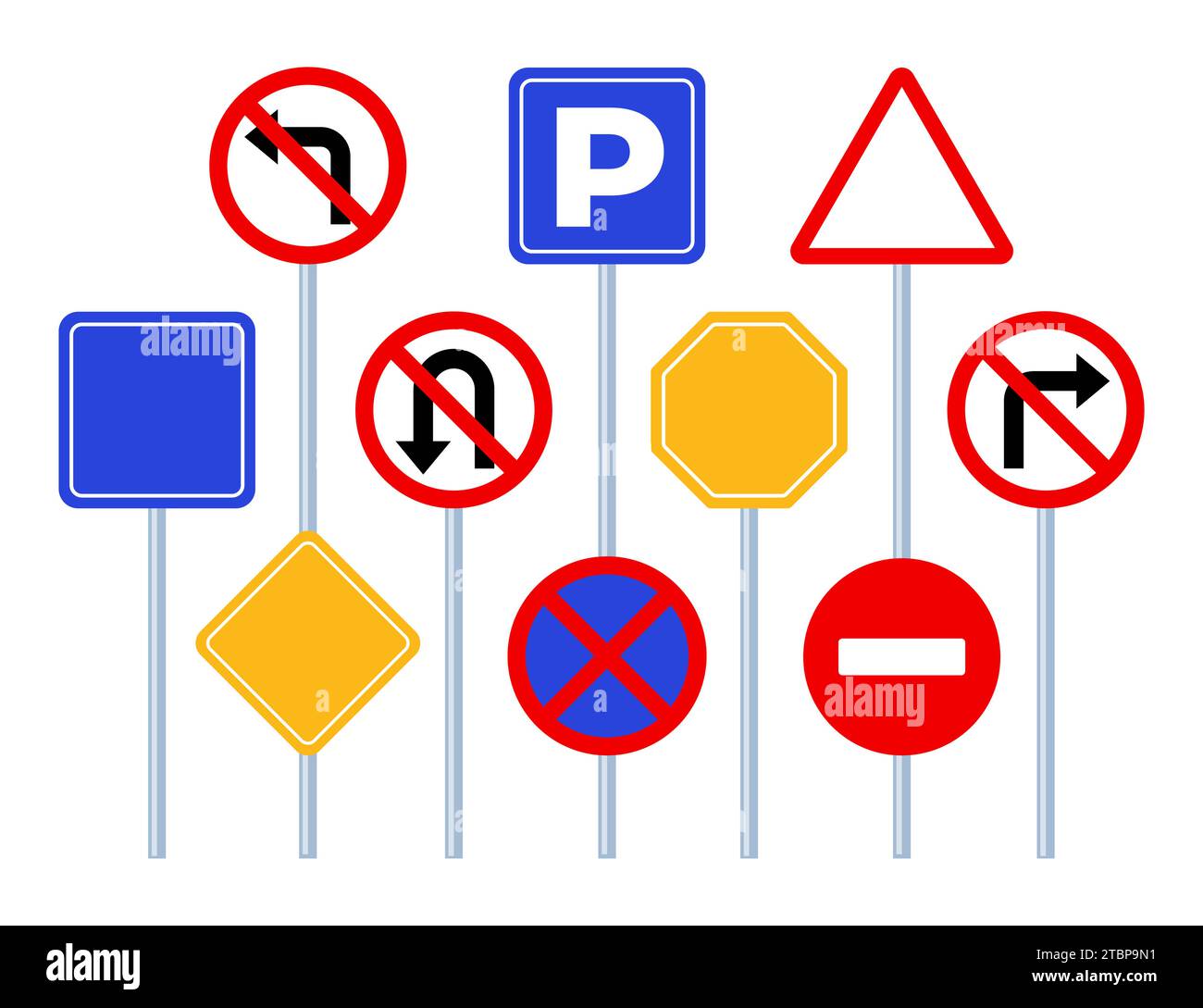 Road signs, set. Traffic signs on white background. Road traffic safety ...