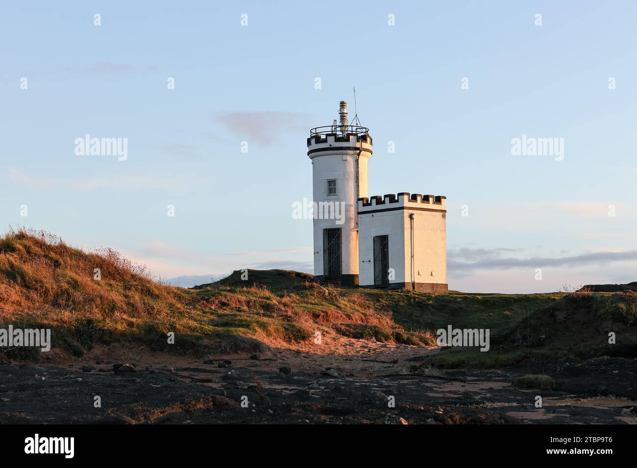 Elie Ness Lighthouse Reflection at Sunset, Ruby Bay, Elie, Fife ...