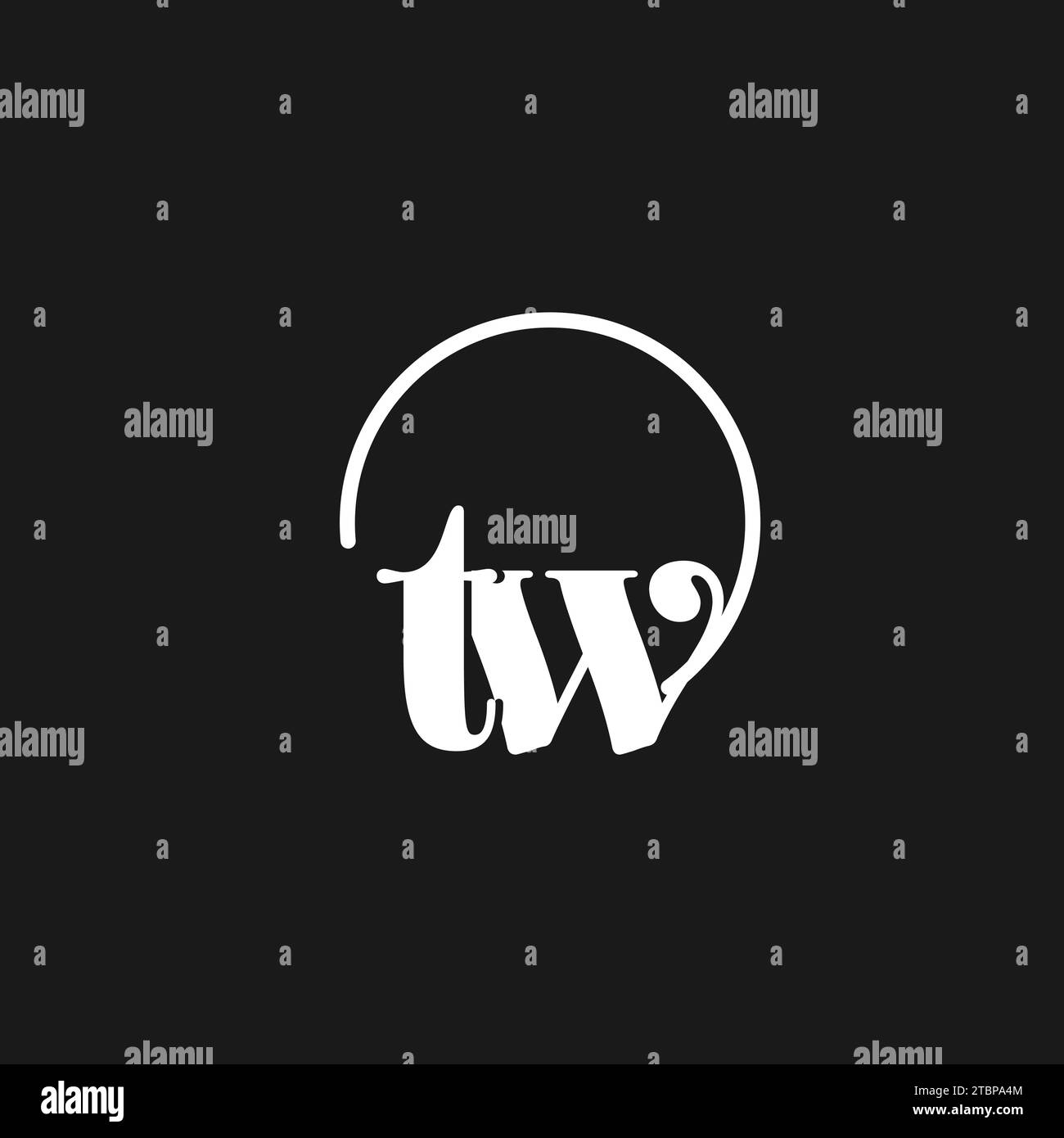 TW logo initials monogram with circular lines, minimalist and clean logo design, simple but ...