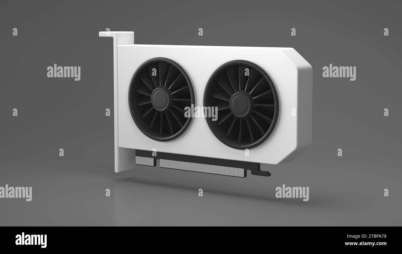 Simple White Dual Fan Graphics Card GPU on Gray Studio Background ...