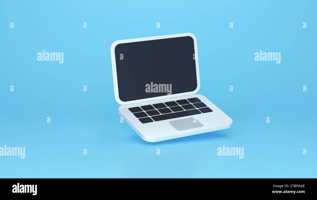 Minimal Laptop Isolated on Pastel Blue Studio Background. Ethernet ...