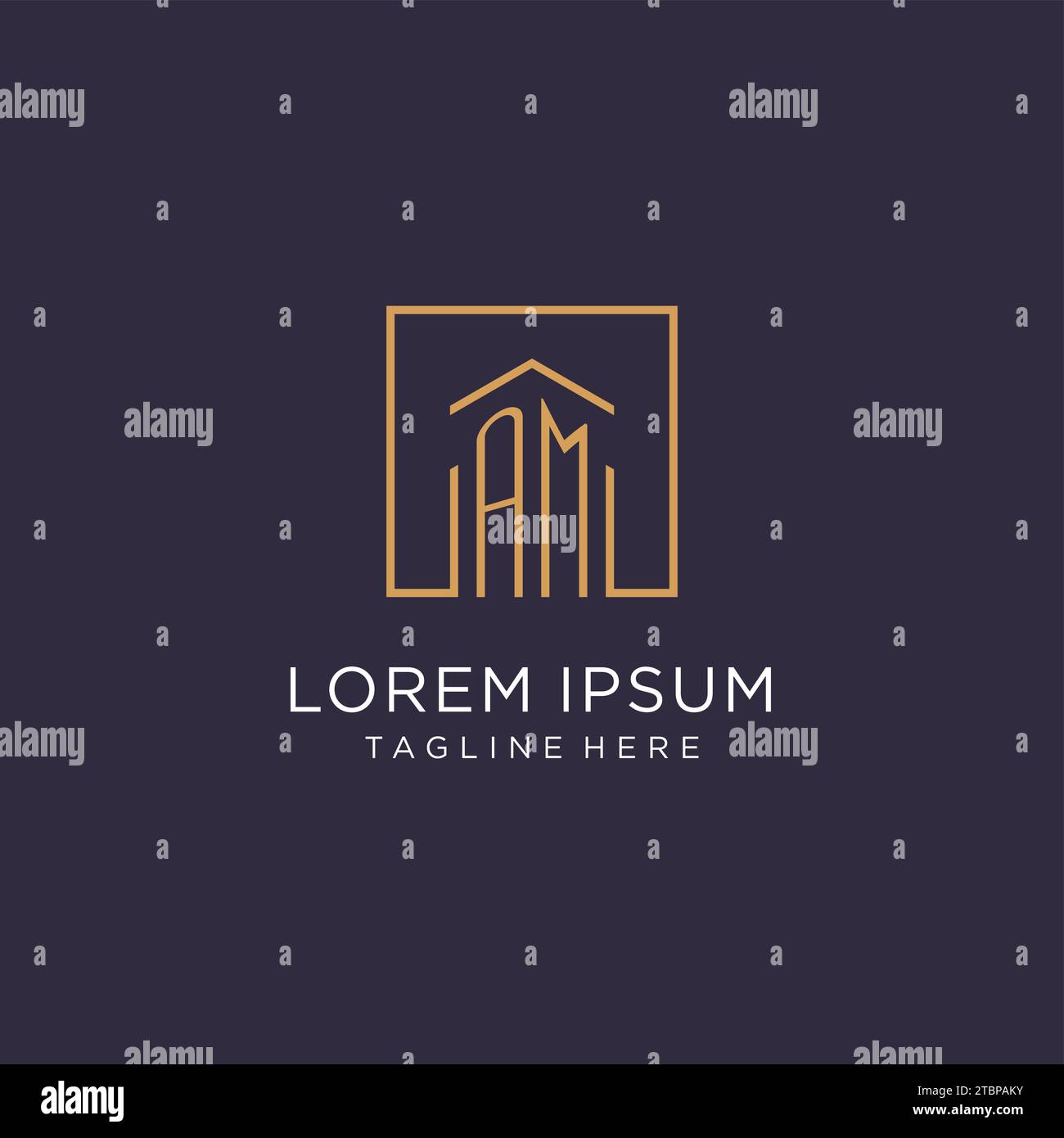 AM initial square logo design, modern and luxury real estate logo style ...