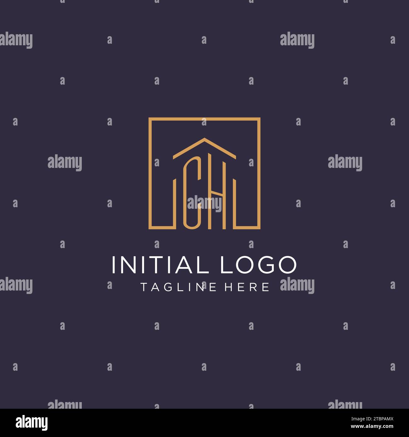 CH initial square logo design, modern and luxury real estate logo style ...
