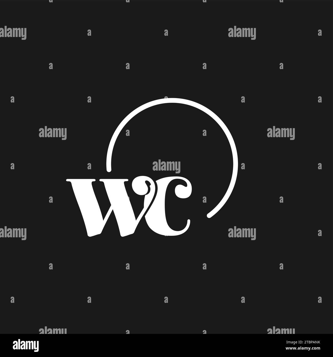 WC logo initials monogram with circular lines, minimalist and clean ...