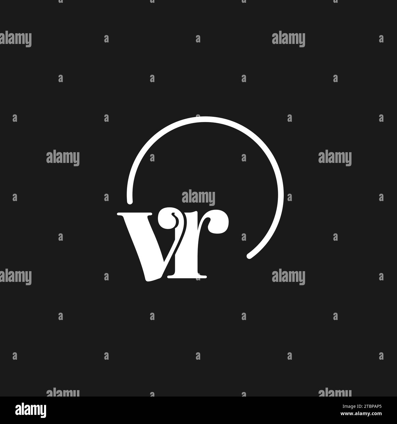 VR logo initials monogram with circular lines, minimalist and clean ...