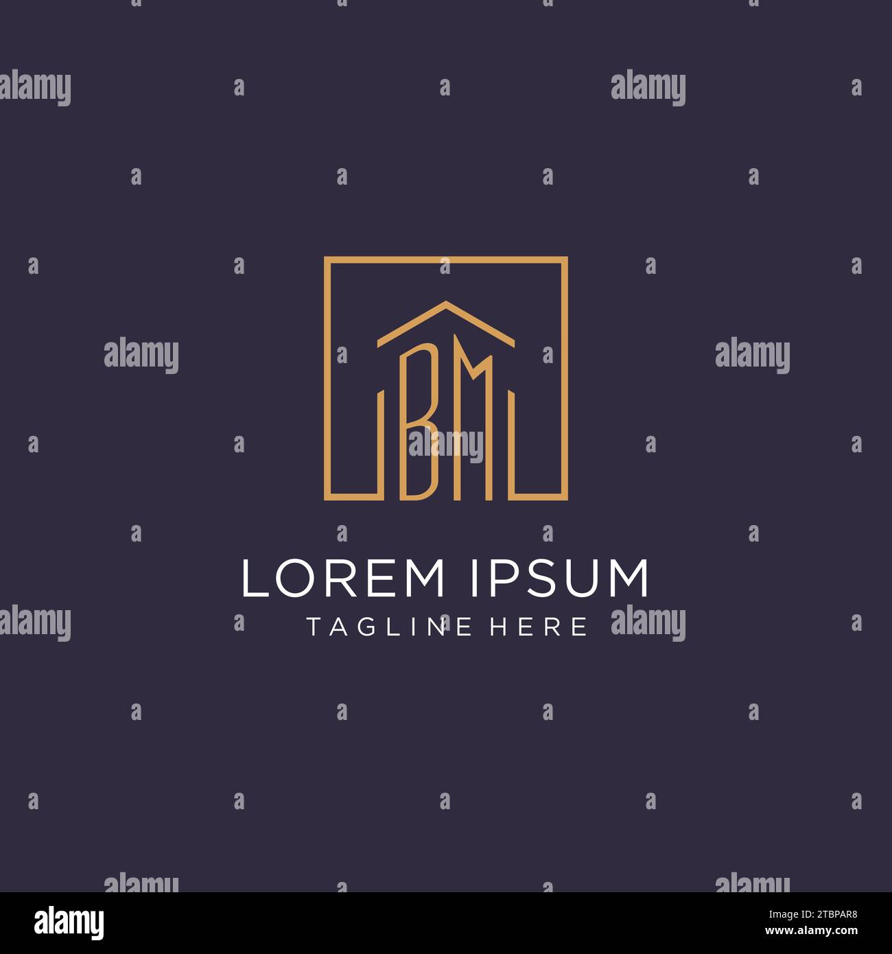 BM initial square logo design, modern and luxury real estate logo style ...