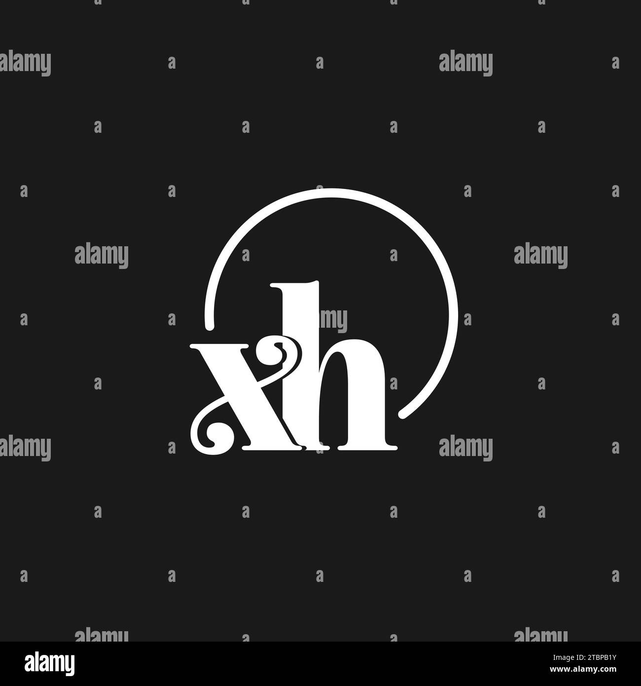 XH logo initials monogram with circular lines, minimalist and clean logo design, simple but ...