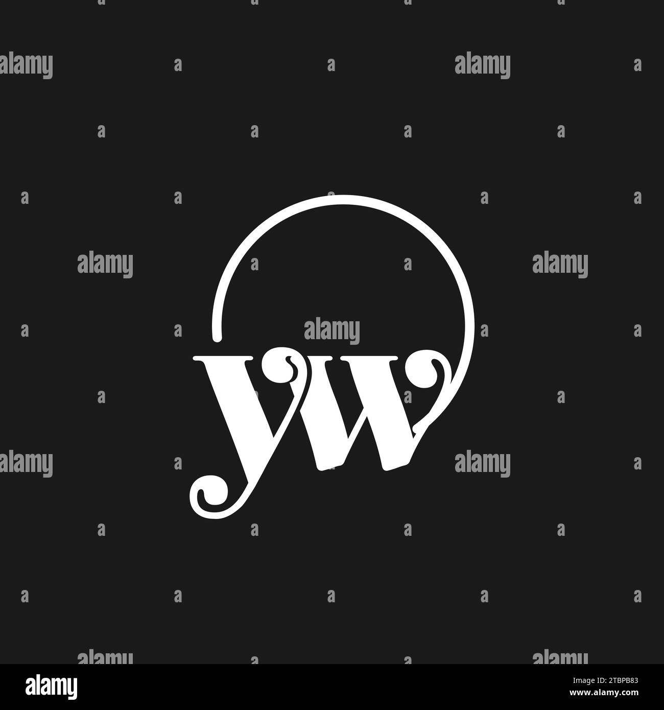YW logo initials monogram with circular lines, minimalist and clean ...