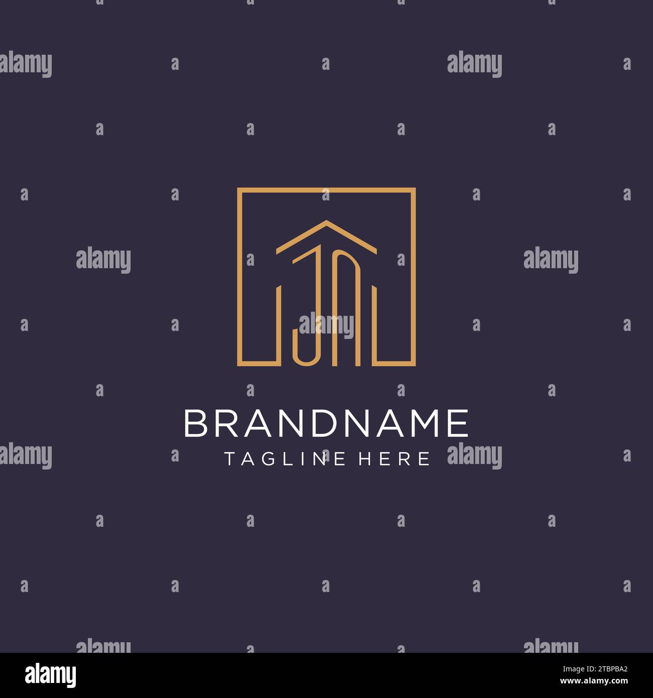 JN initial square logo design, modern and luxury real estate logo style ...
