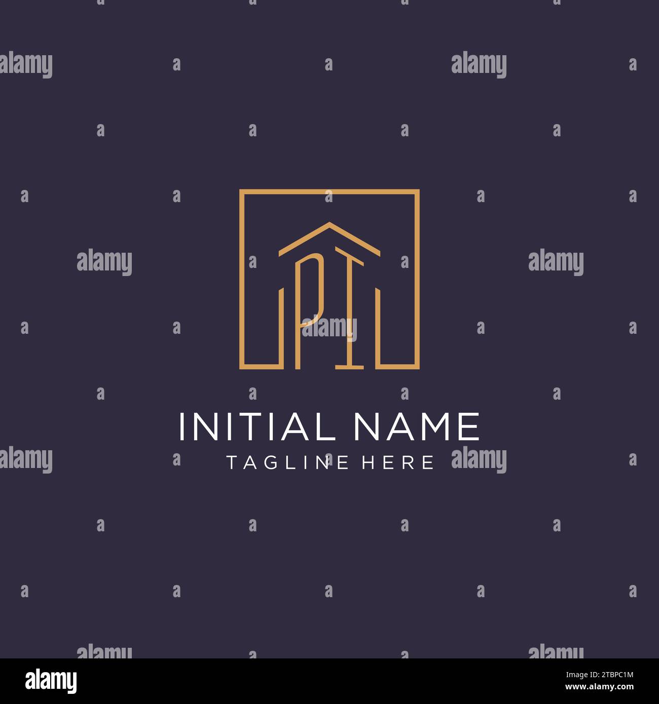 PI initial square logo design, modern and luxury real estate logo style design ideas Stock ...