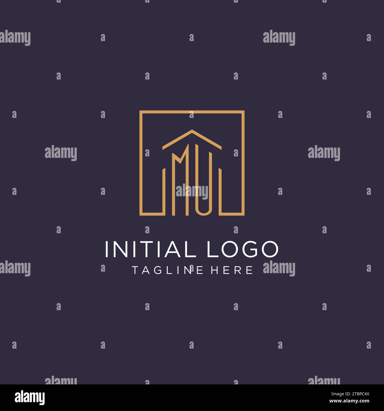 MU initial square logo design, modern and luxury real estate logo style ...