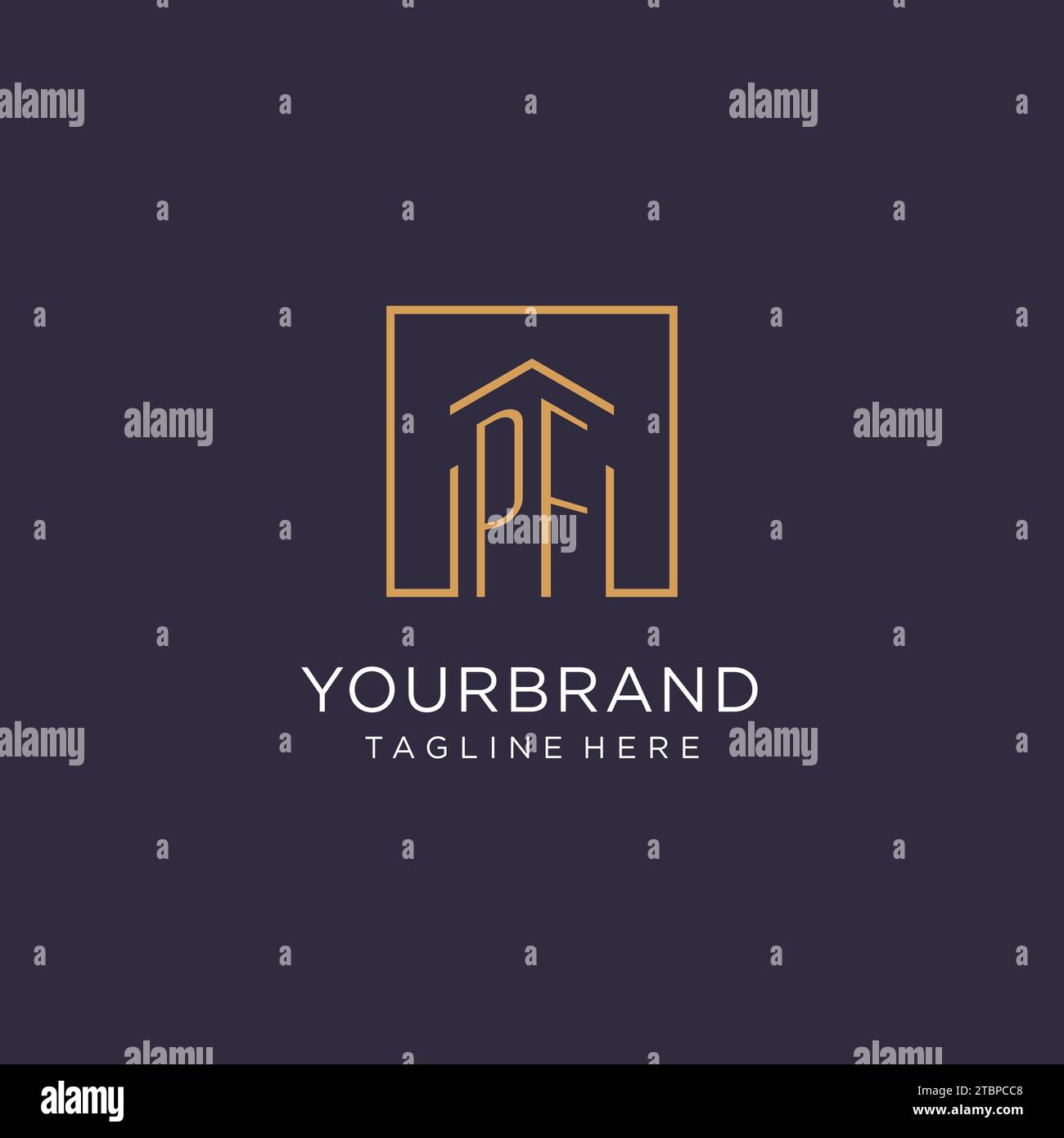 PF initial square logo design, modern and luxury real estate logo style ...