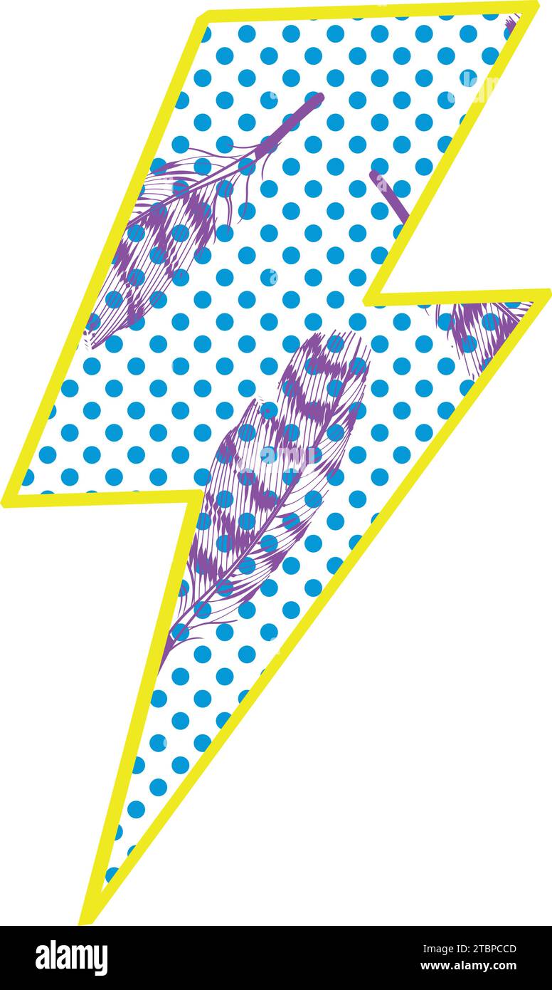 T-shirt design of the thunder symbol with feathers Stock Vector Image ...
