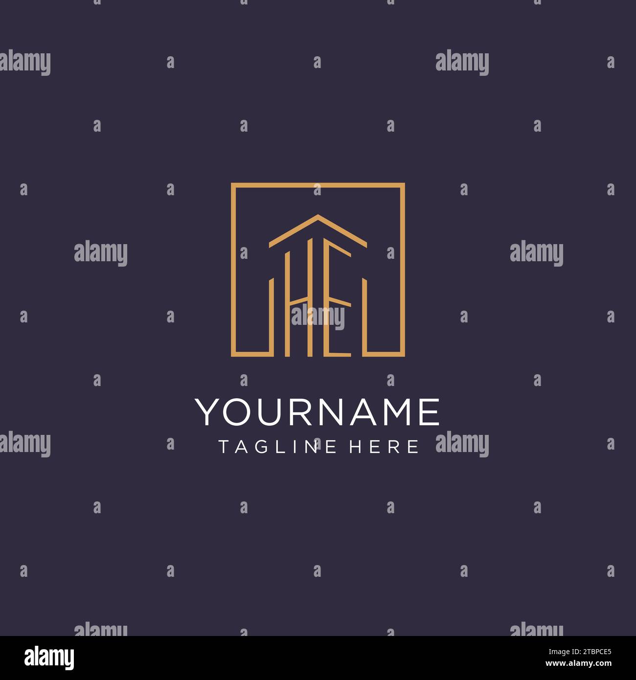 HE initial square logo design, modern and luxury real estate logo style ...