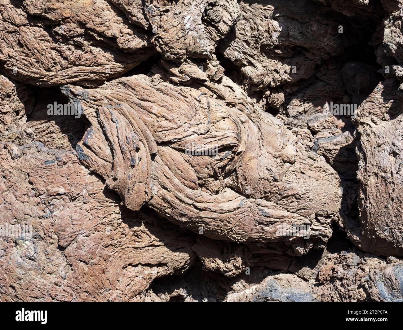 flow patterns in lava on Montana Cuervo on Lanzarote, Canary Islands ...