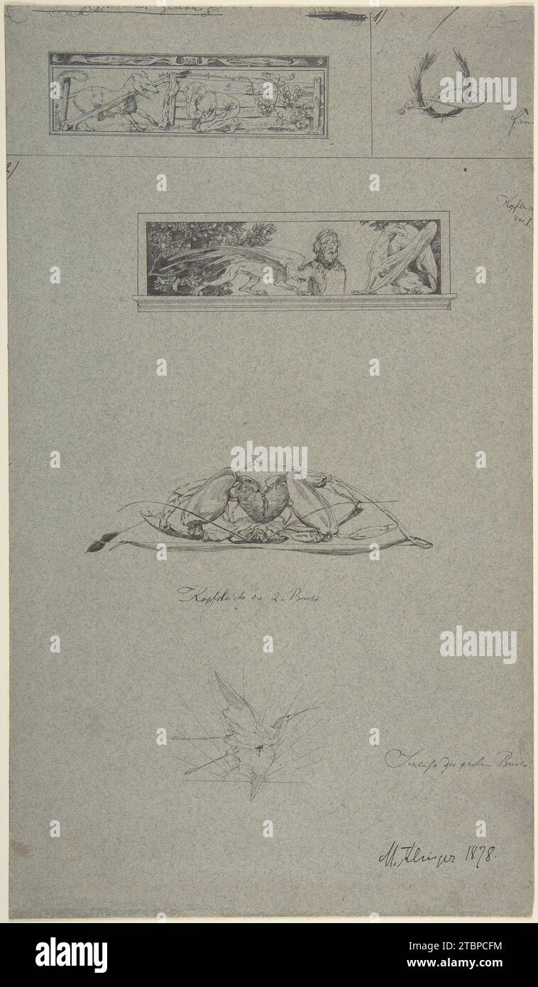Studies for headpieces and vignettes in the book, Amor und Psyche (Opus ...