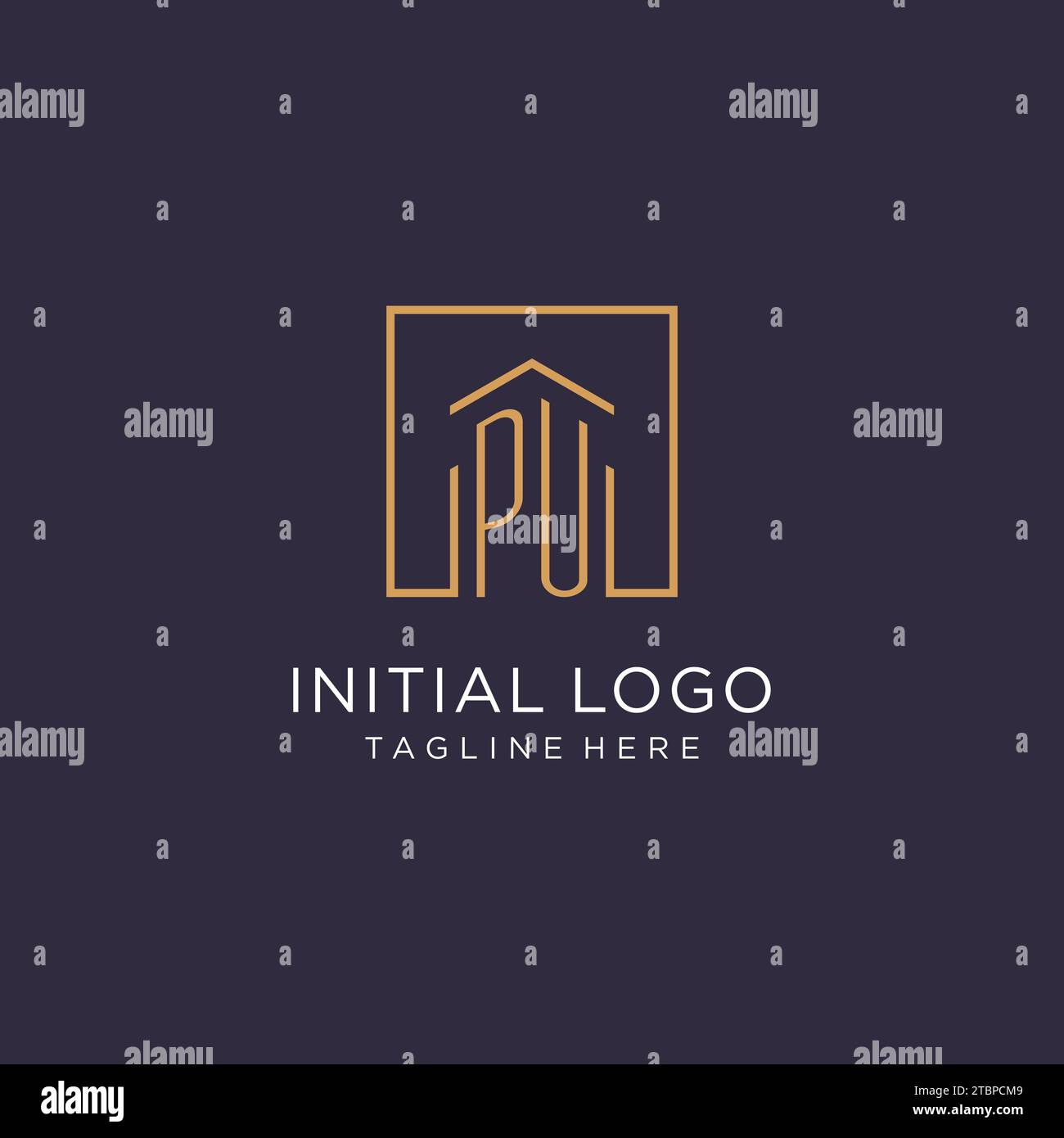 PU initial square logo design, modern and luxury real estate logo style ...