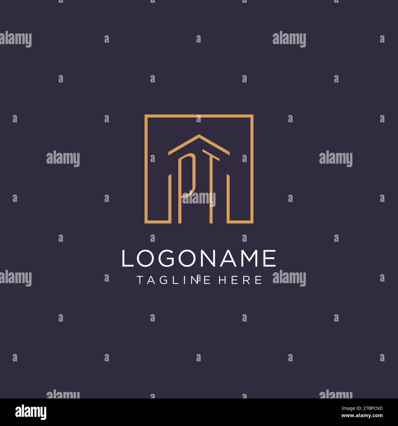 PT initial square logo design, modern and luxury real estate logo style ...