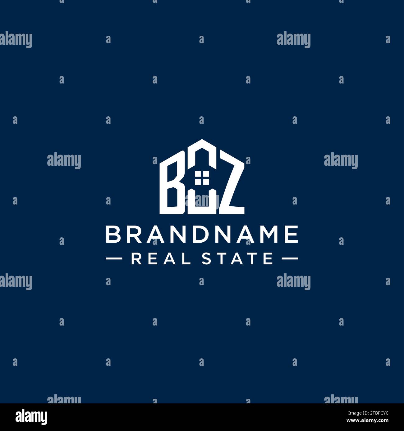Initial letter BZ monogram logo with abstract house shape, simple and ...