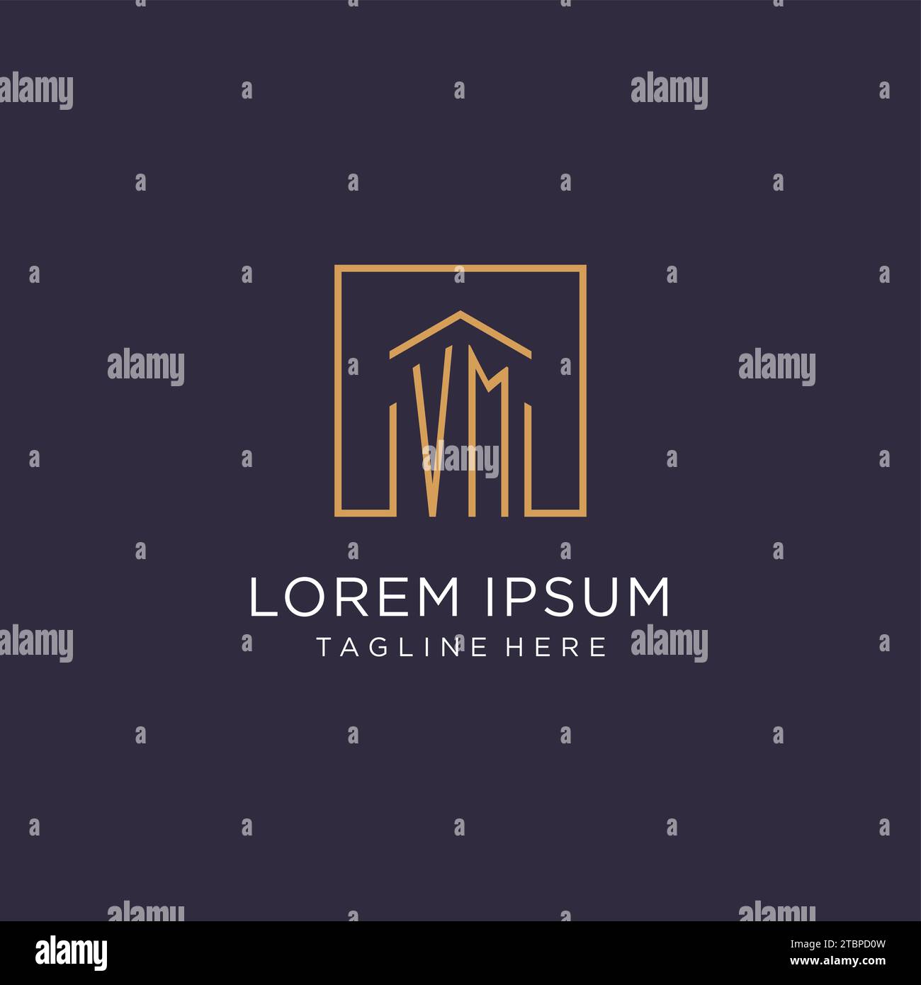 VM initial square logo design, modern and luxury real estate logo style ...
