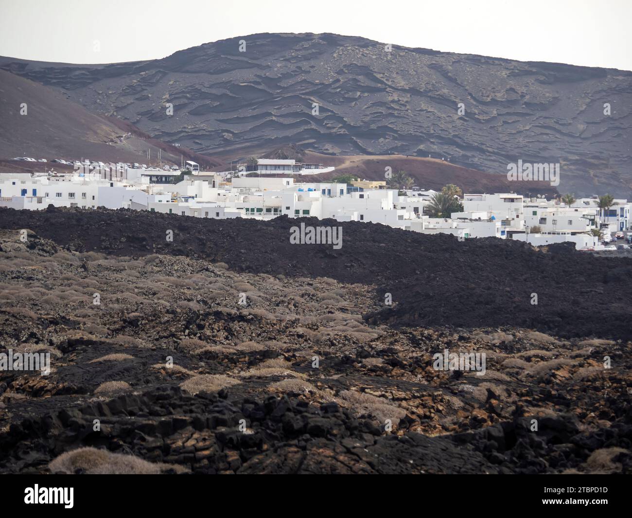 El Golfo surrounded by lava flows on Lanzarote, Canary Islands Stock ...